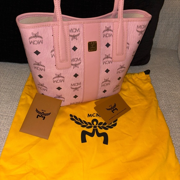 MCM | Bags | Mcm Pink Logo Tote Bag | Poshmark